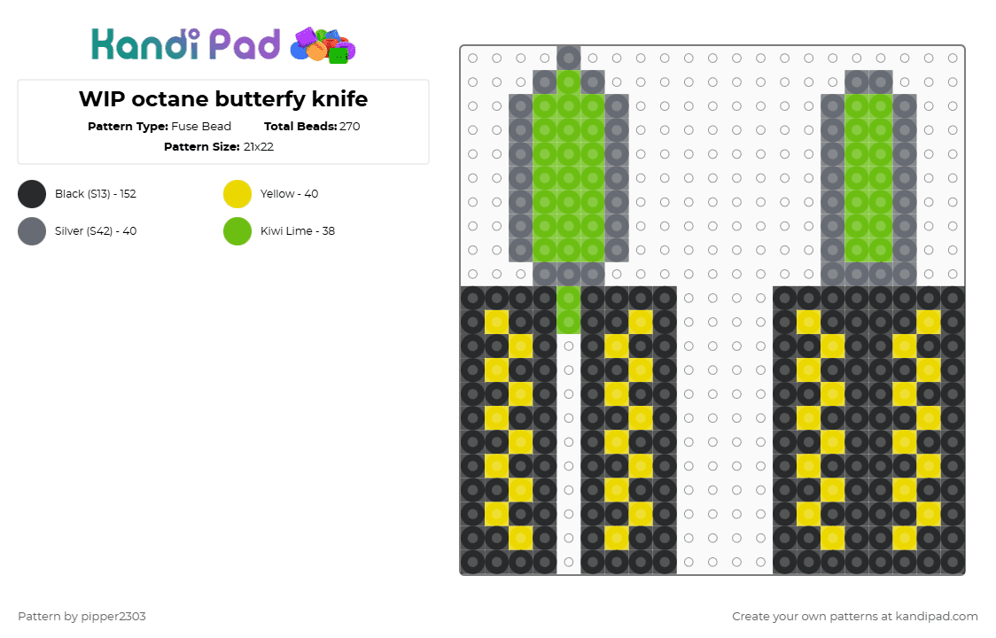 WIP octane butterfy knife Fuse Bead Pattern - Kandi Pad | Kandi ...