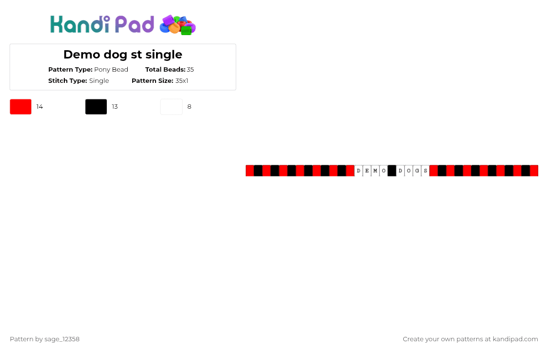 Demo dog st single Pony Bead Pattern - Kandi Pad | Kandi Patterns, Fuse ...