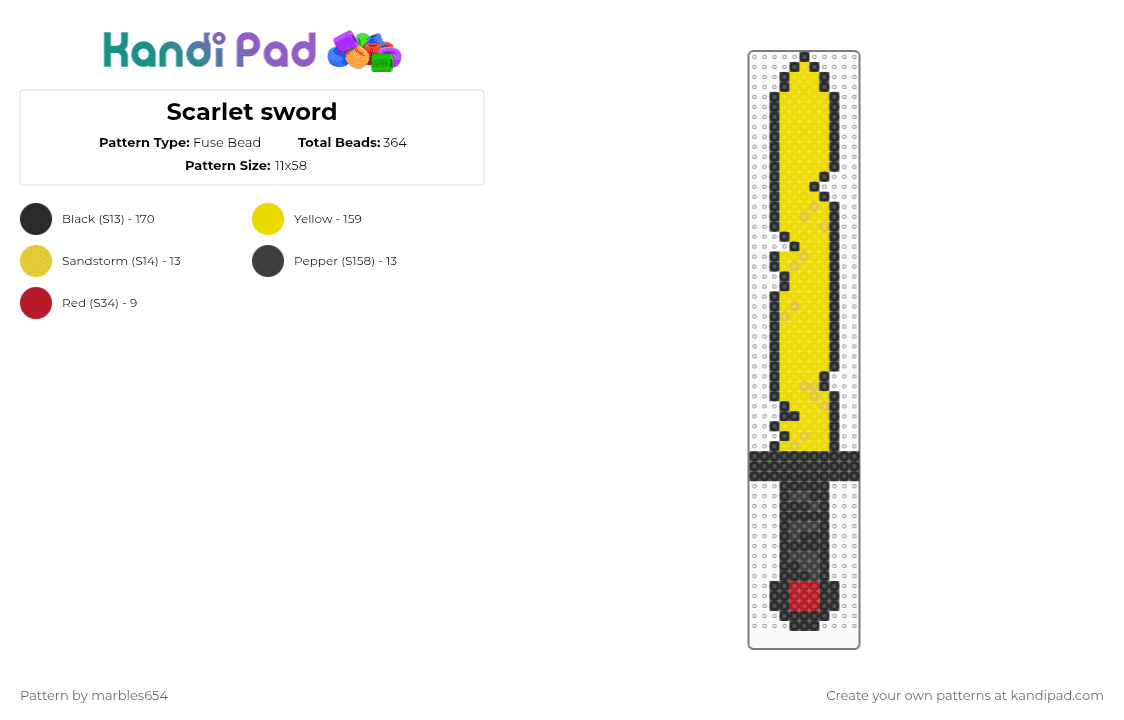 Scarlet sword Fuse Bead Pattern - Kandi Pad | Kandi Patterns, Fuse Bead ...