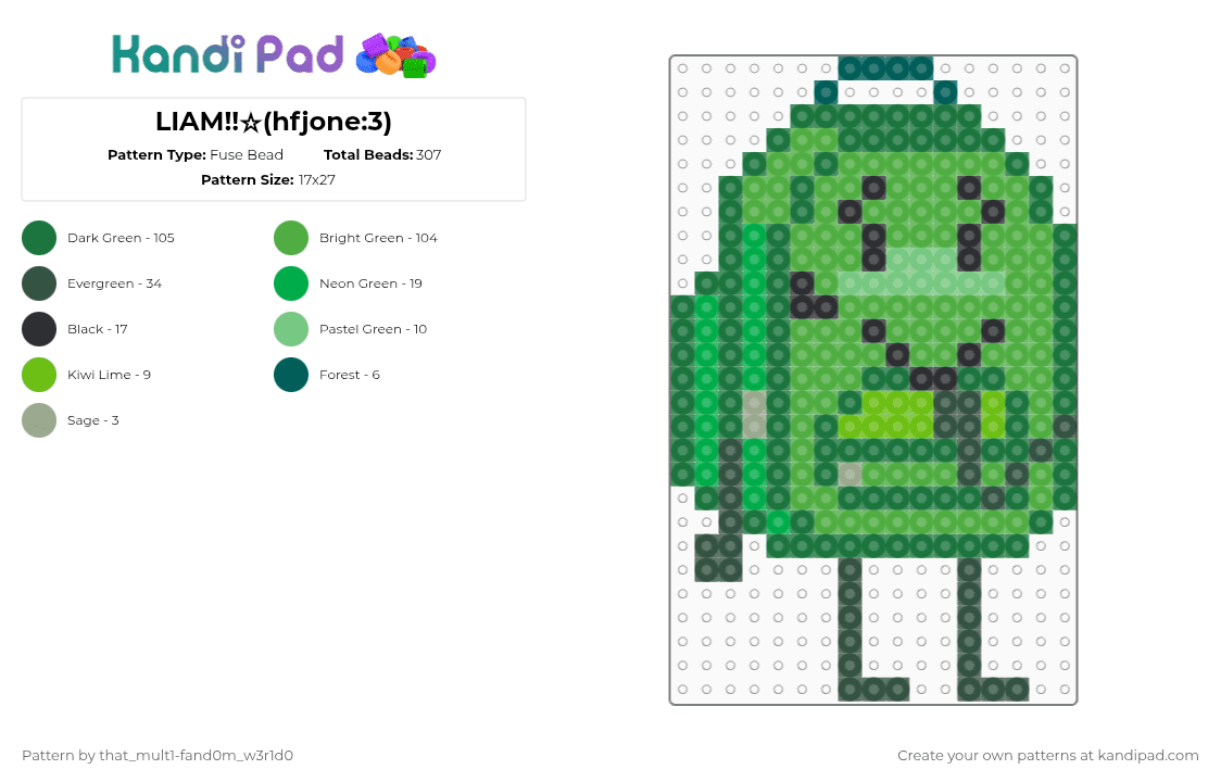 LIAM!!☆(hfjone:3) Fuse Bead Pattern - Kandi Pad | Kandi Patterns, Fuse ...