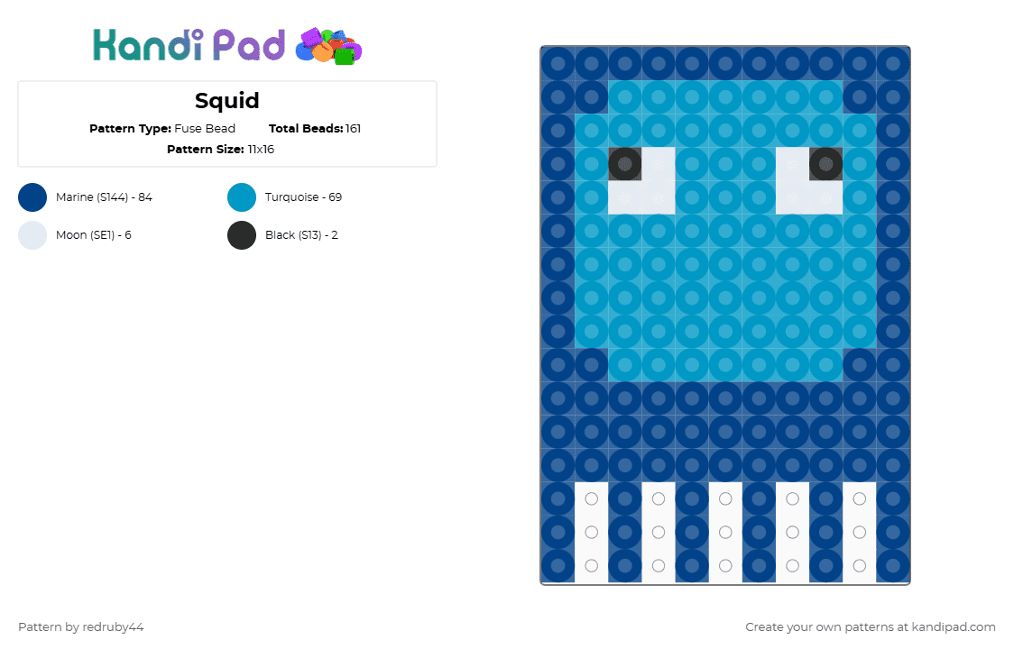 Squid Fuse Bead Pattern - Kandi Pad | Kandi Patterns, Fuse Bead ...