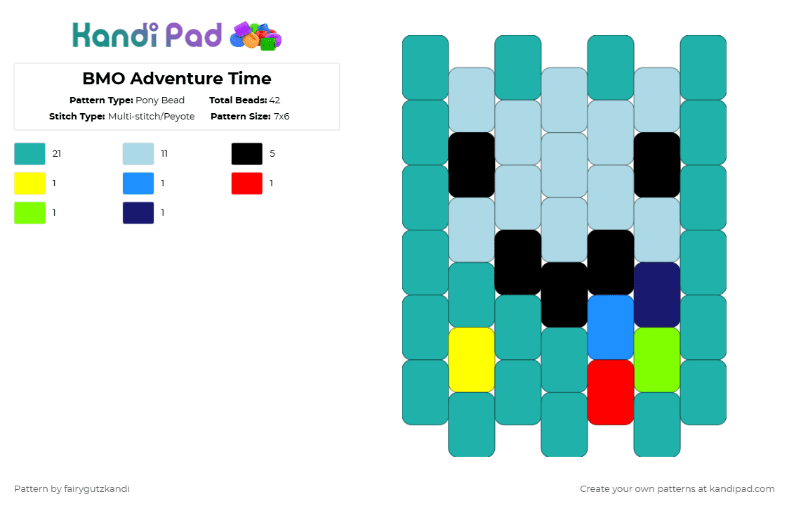 BMO Adventure Time Pony Bead Pattern - Kandi Pad | Kandi Patterns, Fuse ...