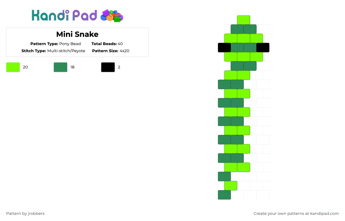 Mini Snake Pony Bead Pattern - Kandi Pad | Kandi Patterns, Fuse Bead ...