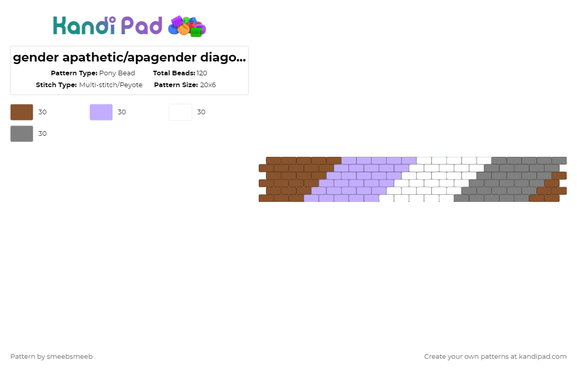 Gender apathetic/apagender diagonal cuff Pony Bead Pattern - Kandi Pad ...