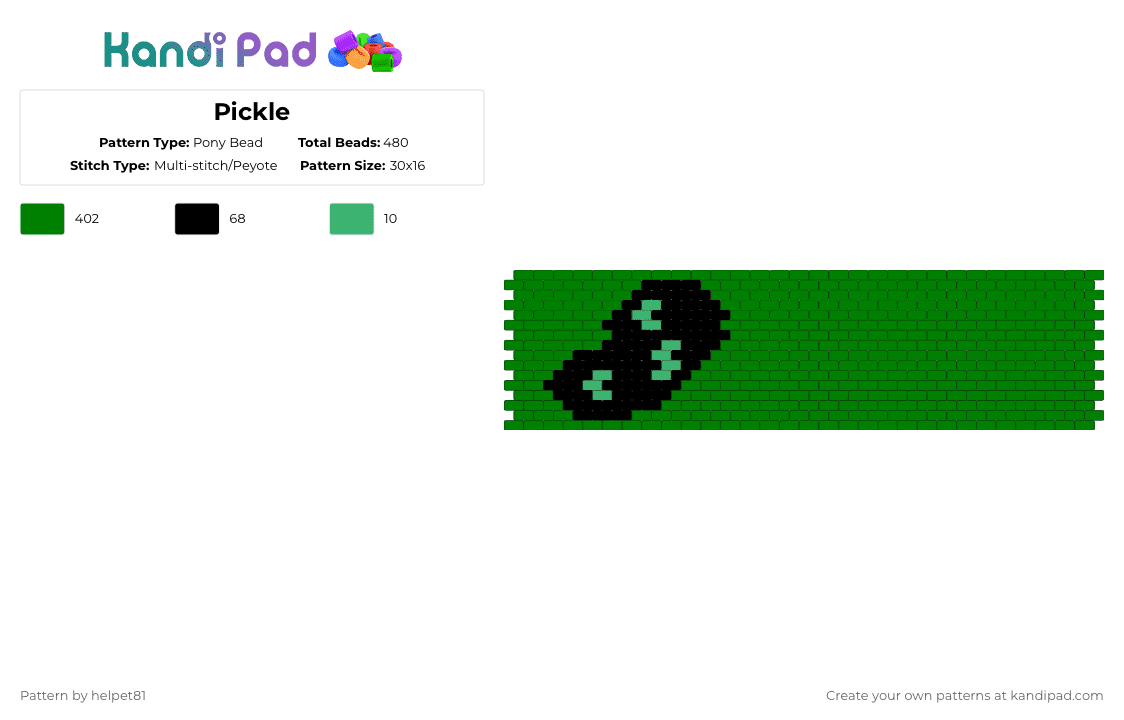 Pickle Pony Bead Pattern - Kandi Pad | Kandi Patterns, Fuse Bead ...