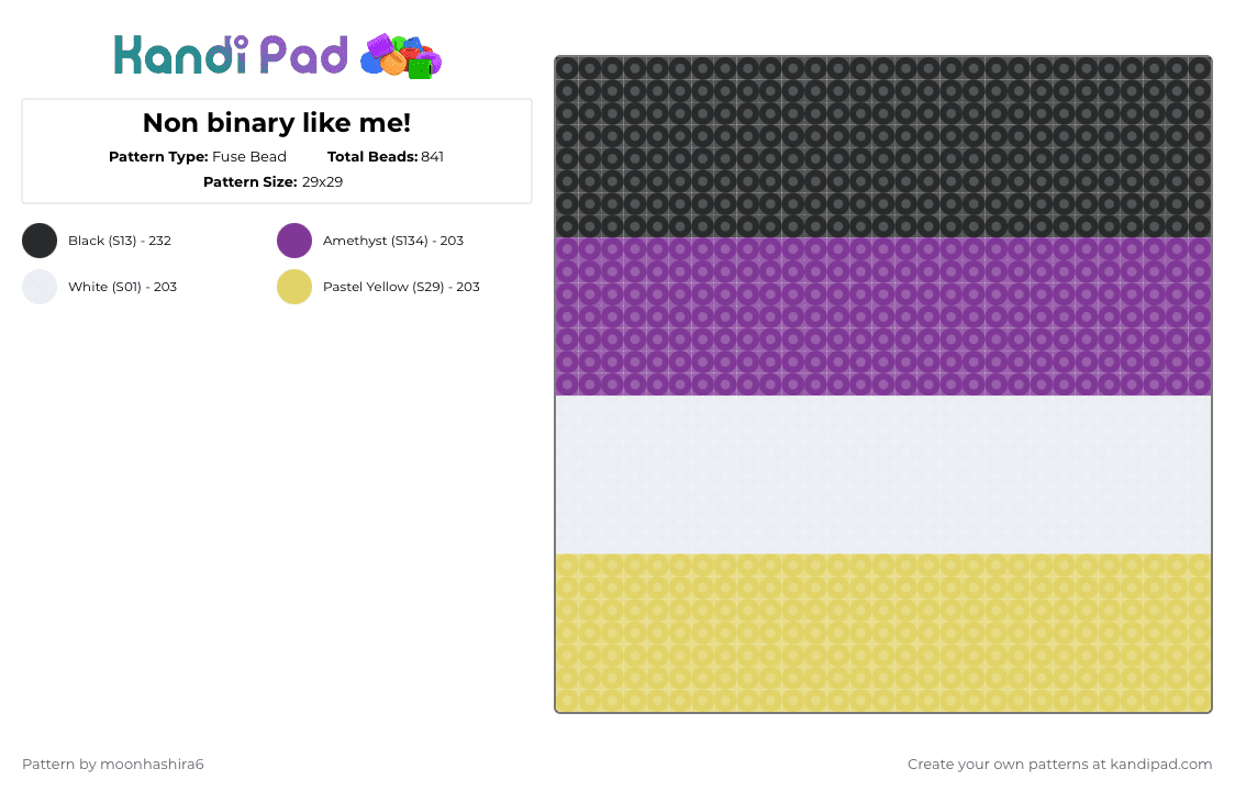Non binary like me! Fuse Bead Pattern - Kandi Pad | Kandi Patterns ...
