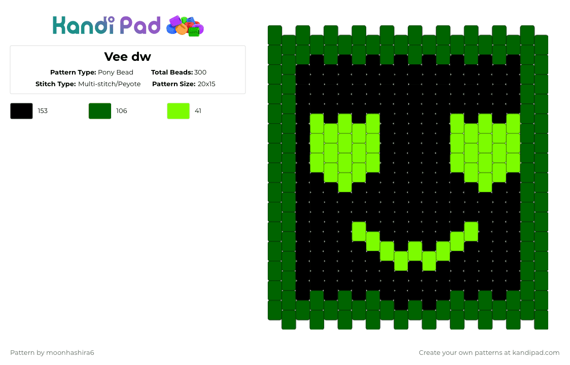 Vee dw Pony Bead Pattern - Kandi Pad | Kandi Patterns, Fuse Bead ...