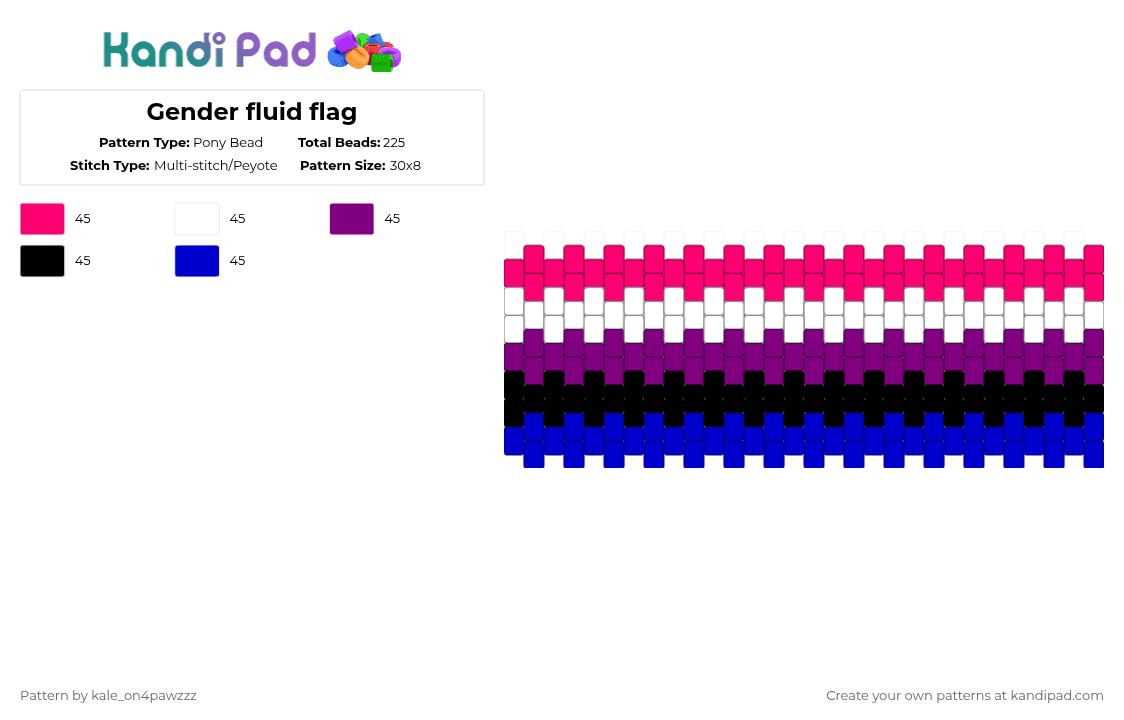 Gender fluid flag Pony Bead Pattern - Kandi Pad | Kandi Patterns, Fuse ...