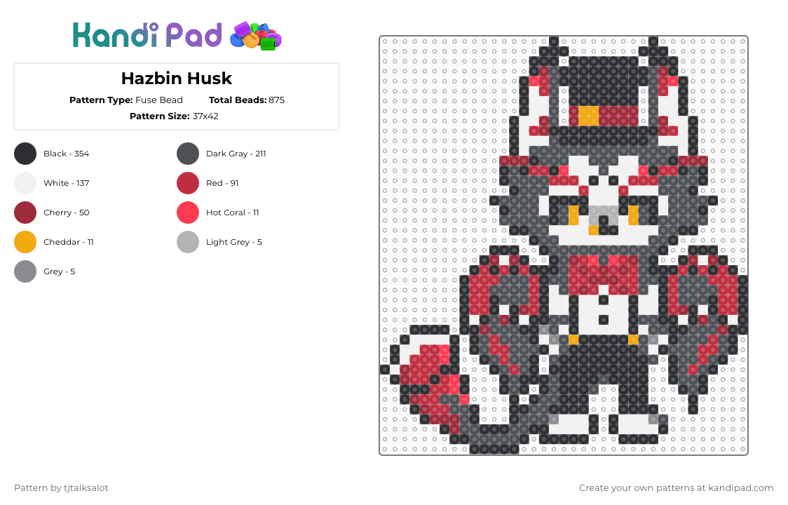 Hazbin Husk Fuse Bead Pattern - Kandi Pad | Kandi Patterns, Fuse Bead ...