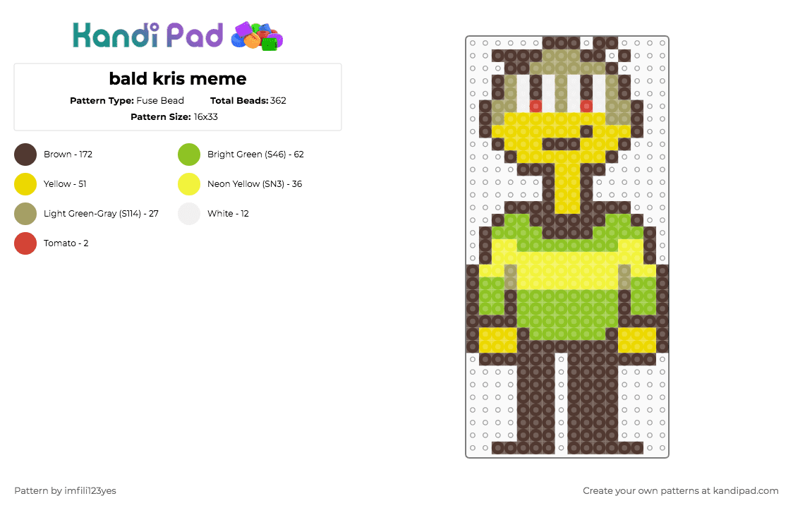 Bald kris meme Fuse Bead Pattern - Kandi Pad | Kandi Patterns, Fuse ...