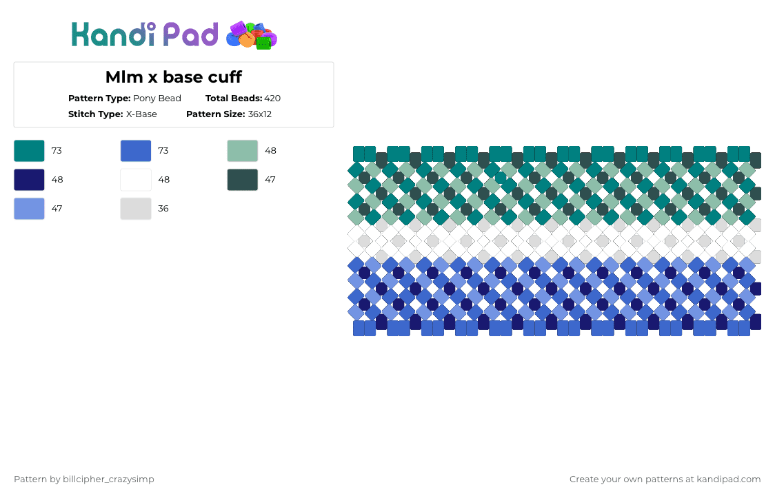 Mlm x base cuff Pony Bead Pattern - Kandi Pad | Kandi Patterns, Fuse ...
