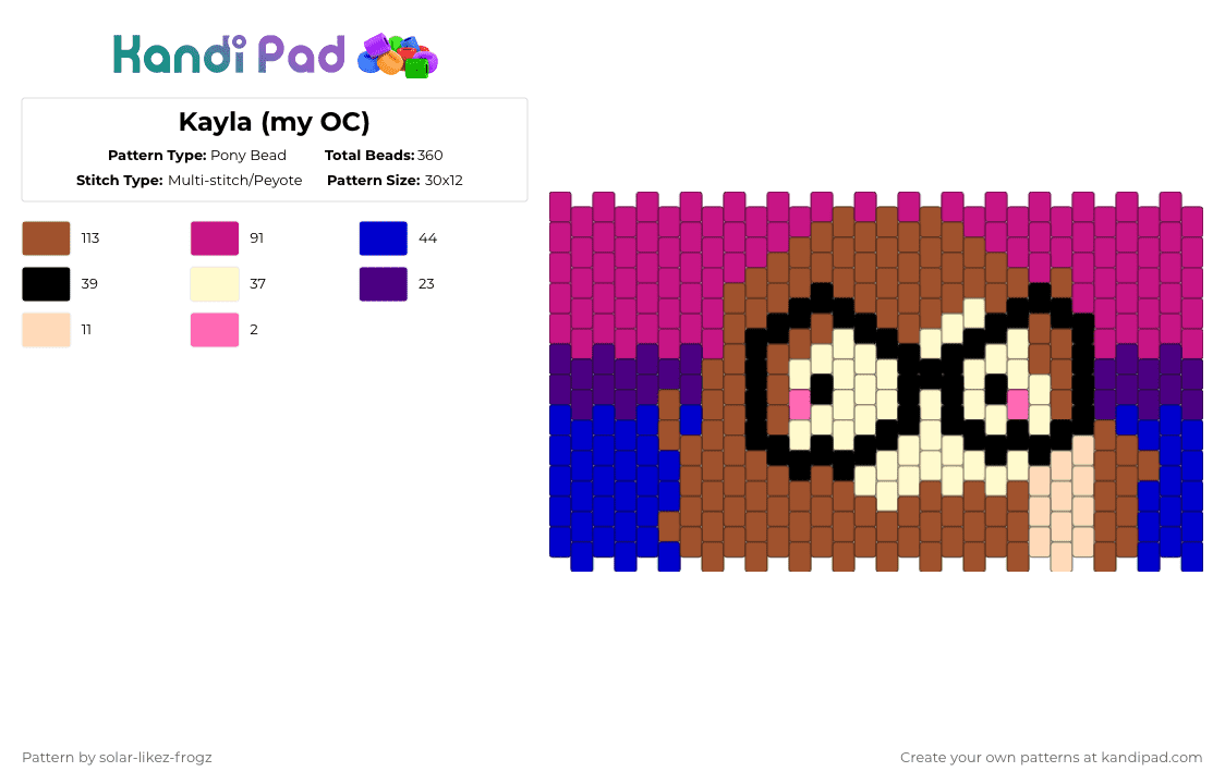 Kayla (my OC) Pony Bead Pattern - Kandi Pad | Kandi Patterns, Fuse Bead ...