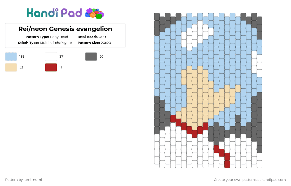 Rei/neon Genesis evangelion Pony Bead Pattern - Kandi Pad | Kandi ...