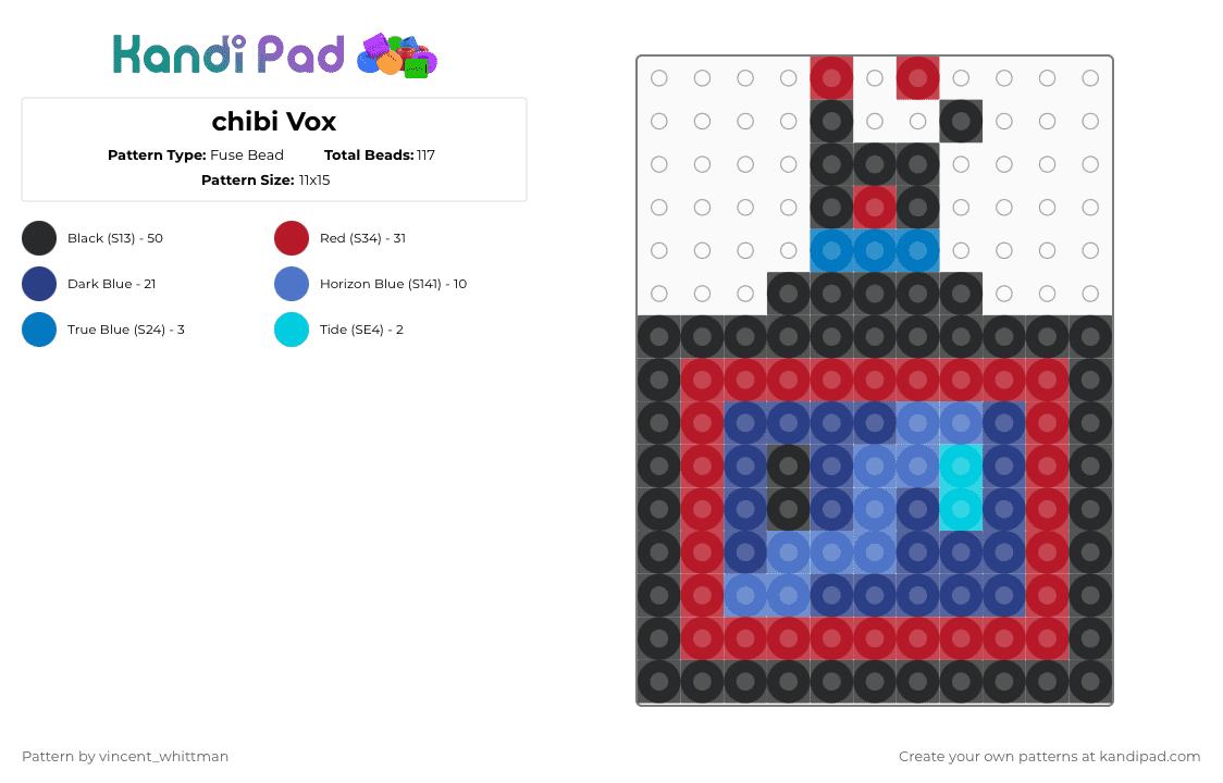 Chibi Vox Fuse Bead Pattern - Kandi Pad | Kandi Patterns, Fuse Bead ...