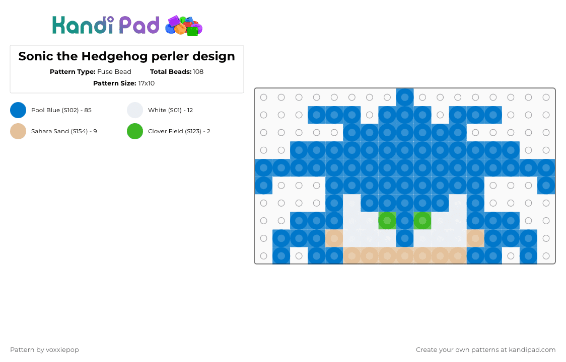Sonic the Hedgehog perler design Fuse Bead Pattern - Kandi Pad | Kandi ...