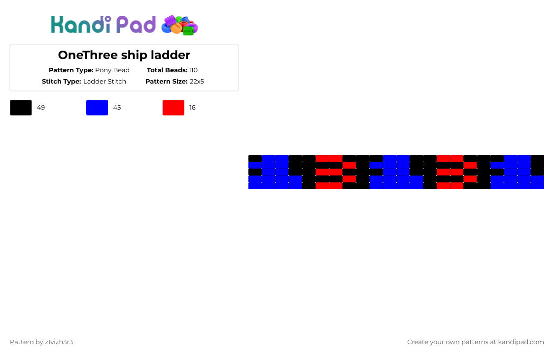 OneThree ship ladder Pony Bead Pattern - Kandi Pad | Kandi Patterns ...