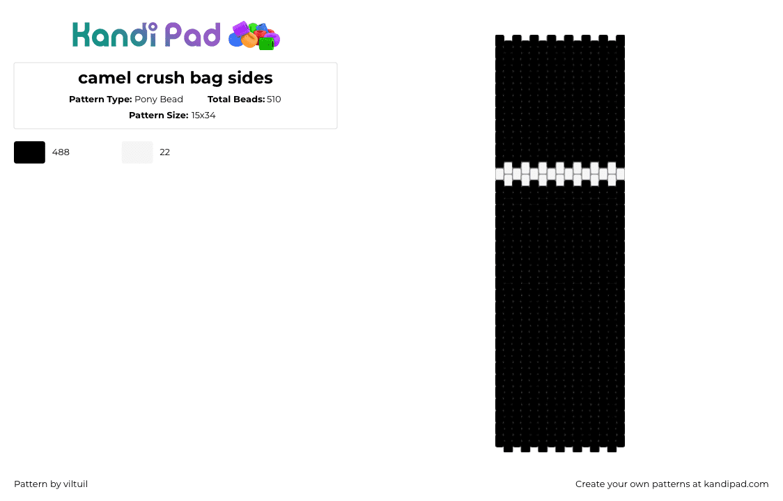 Camel crush bag sides Pony Bead Pattern - Kandi Pad | Kandi Patterns ...