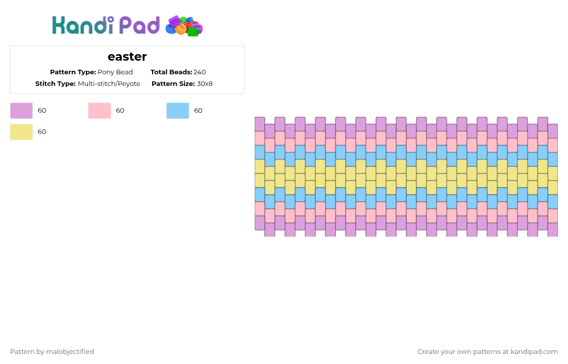Easter Pony Bead Pattern - Kandi Pad | Kandi Patterns, Fuse Bead ...