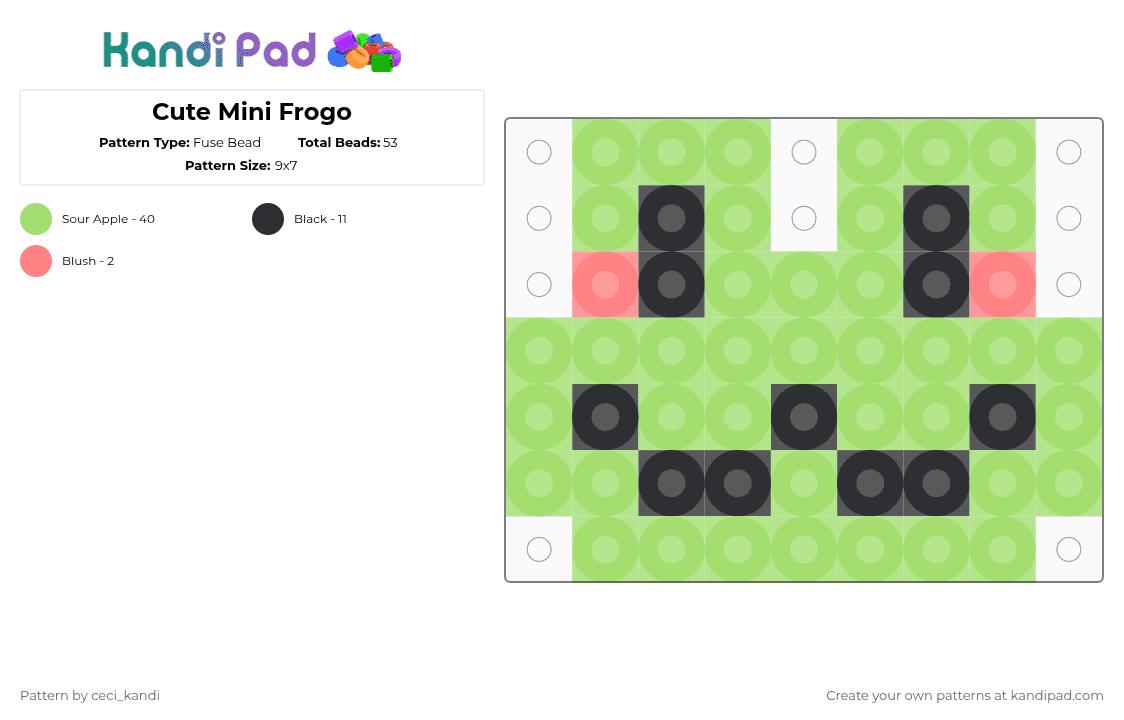 Cute Mini Frogo Fuse Bead Pattern - Kandi Pad | Kandi Patterns, Fuse ...