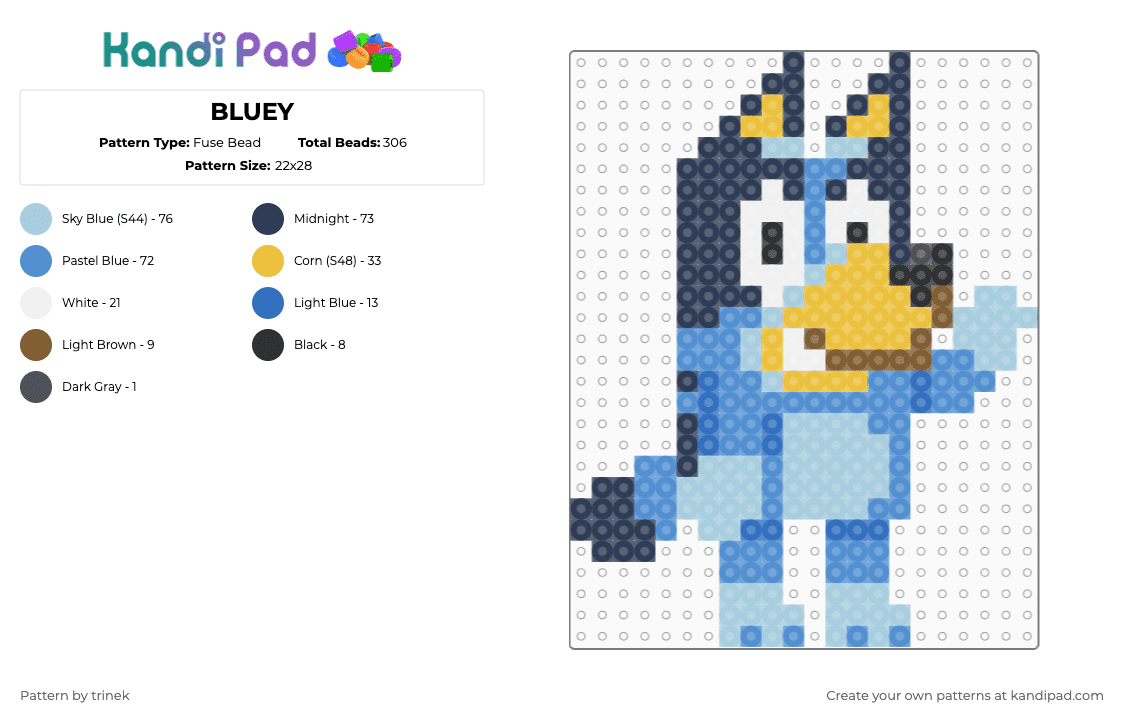 BLUEY Fuse Bead Pattern - Kandi Pad | Kandi Patterns, Fuse Bead ...
