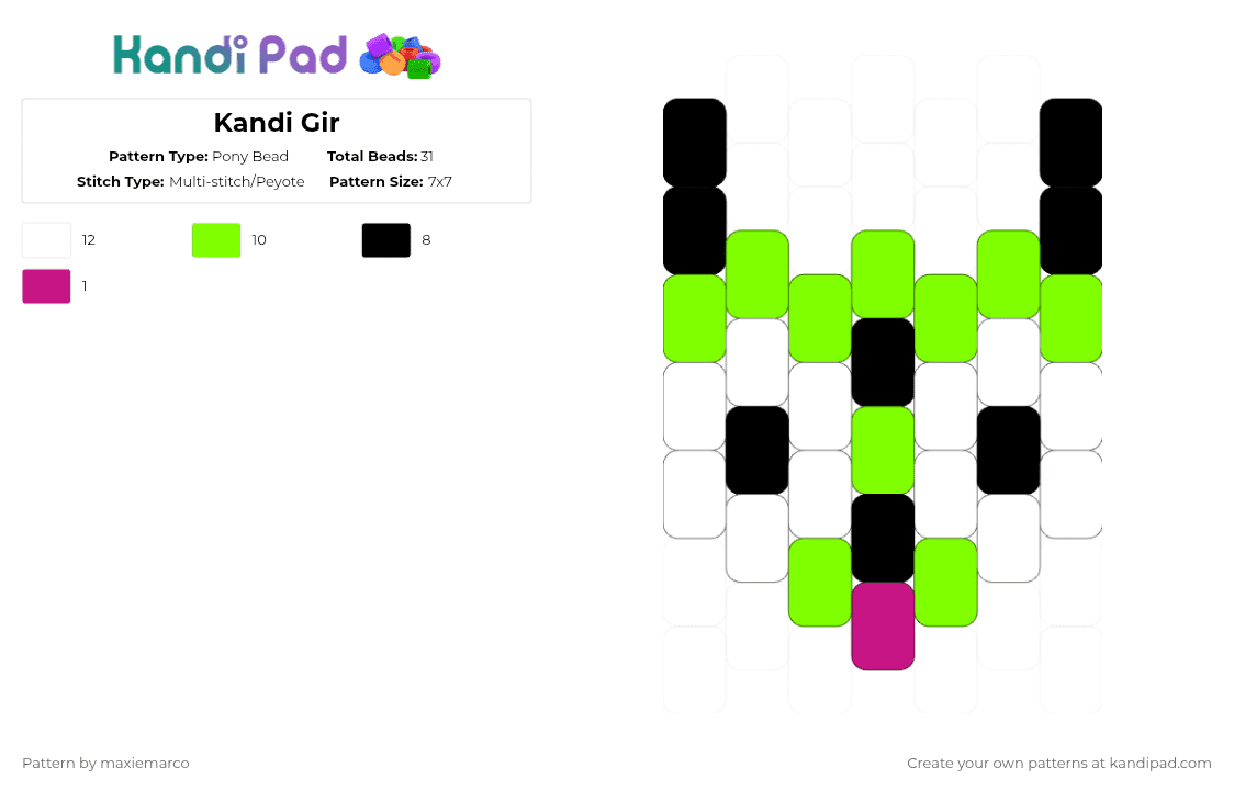 Kandi Gir Pony Bead Pattern - Kandi Pad | Kandi Patterns, Fuse Bead ...