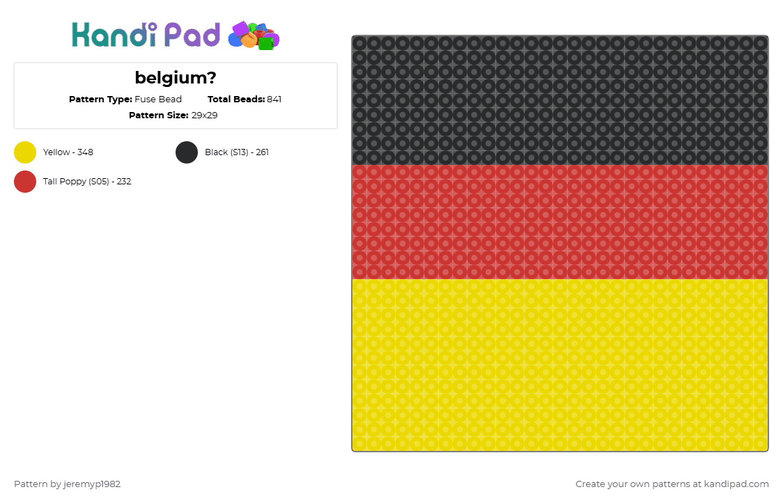 Belgium? Fuse Bead Pattern - Kandi Pad | Kandi Patterns, Fuse Bead ...
