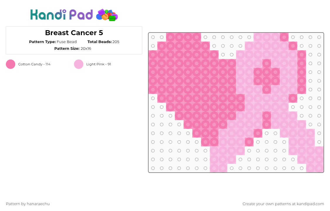 Breast Cancer 5 Fuse Bead Pattern - Kandi Pad | Kandi Patterns, Fuse ...