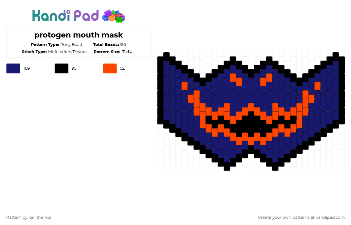 Protogen mouth mask Pony Bead Pattern - Kandi Pad | Kandi Patterns ...