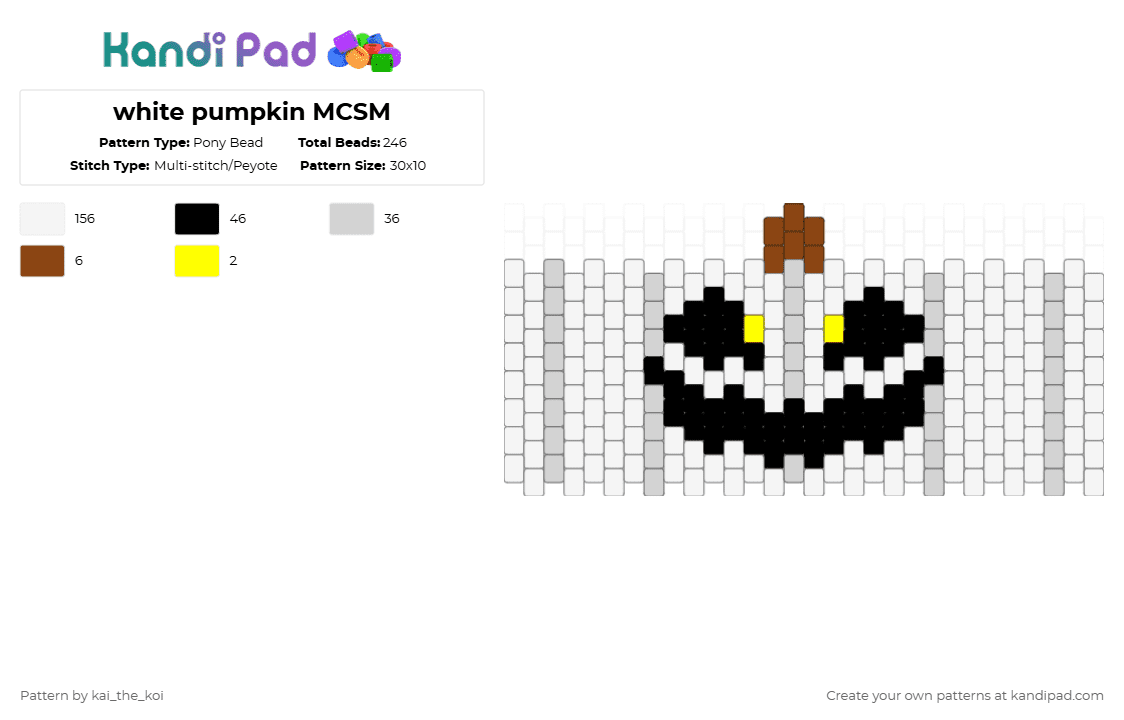 White pumpkin MCSM Pony Bead Pattern - Kandi Pad | Kandi Patterns, Fuse ...