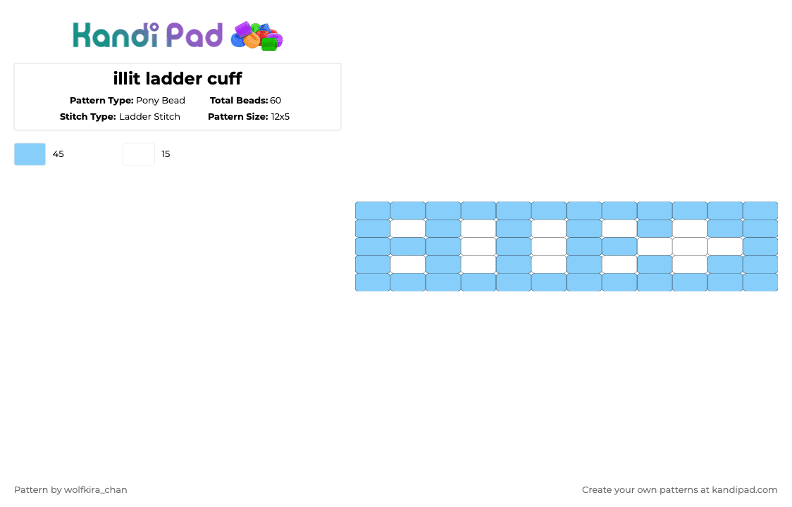 Illit ladder cuff Pony Bead Pattern - Kandi Pad | Kandi Patterns, Fuse ...