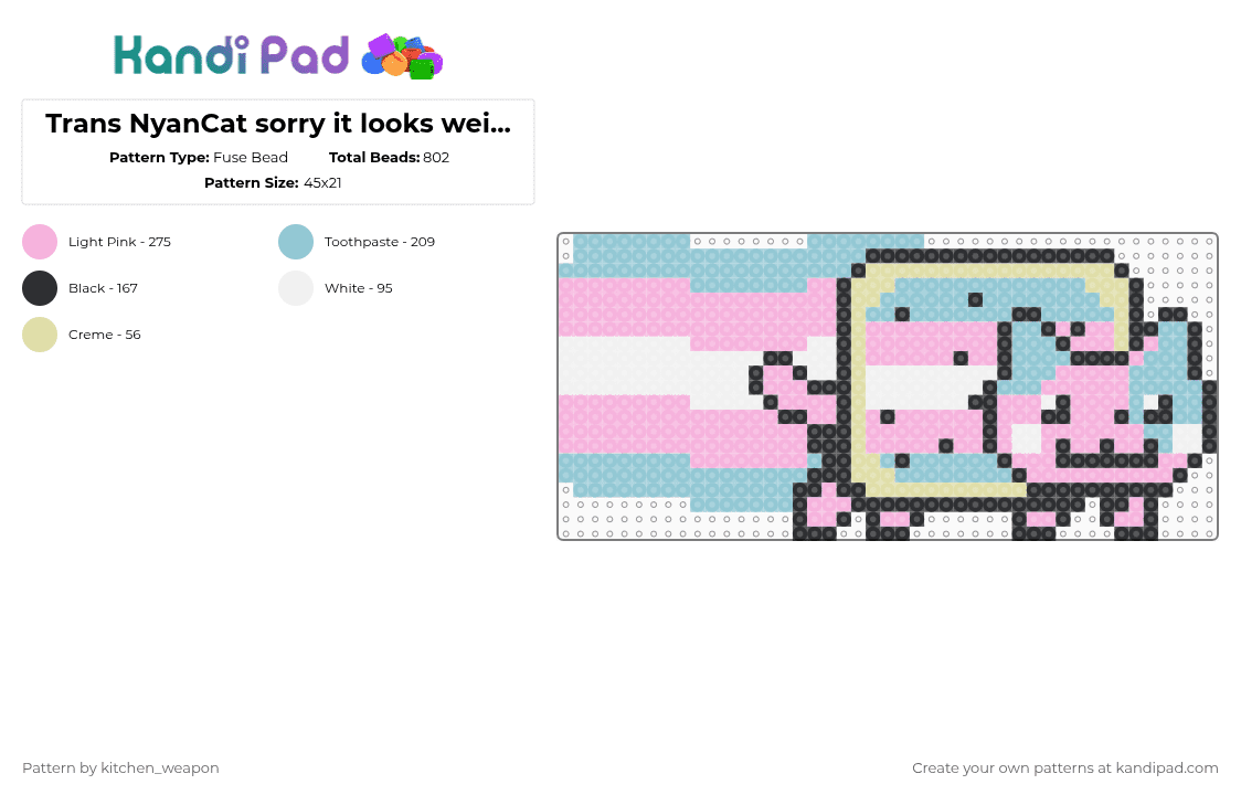 Trans NyanCat sorry it looks weird i was in math class Fuse Bead ...