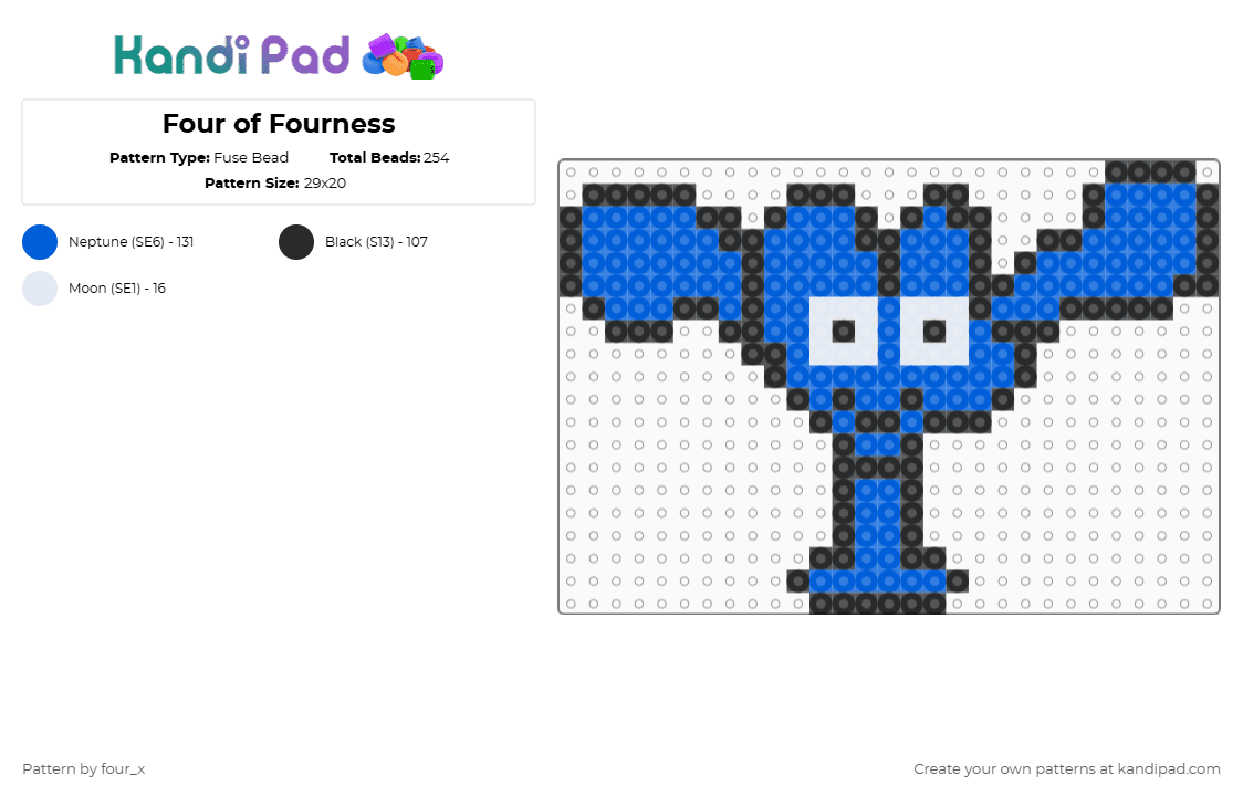 Four of Fourness Fuse Bead Pattern - Kandi Pad | Kandi Patterns, Fuse ...