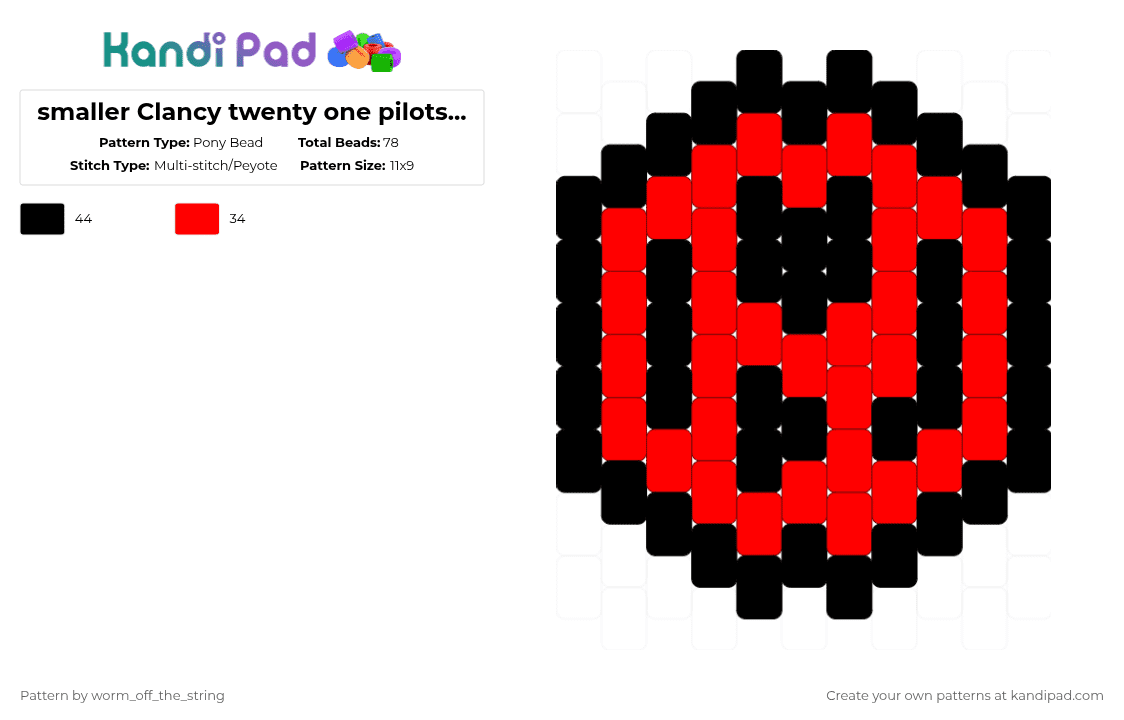 Smaller Clancy twenty one pilots trinket Pony Bead Pattern - Kandi Pad ...