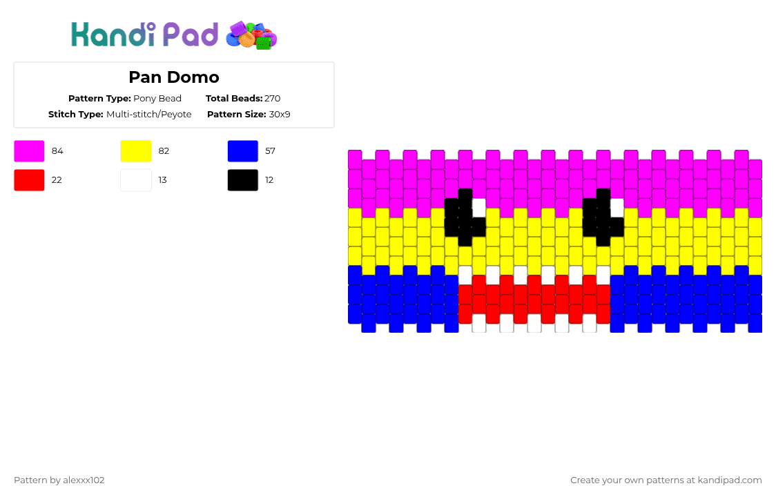 Pan Domo Pony Bead Pattern - Kandi Pad | Kandi Patterns, Fuse Bead ...