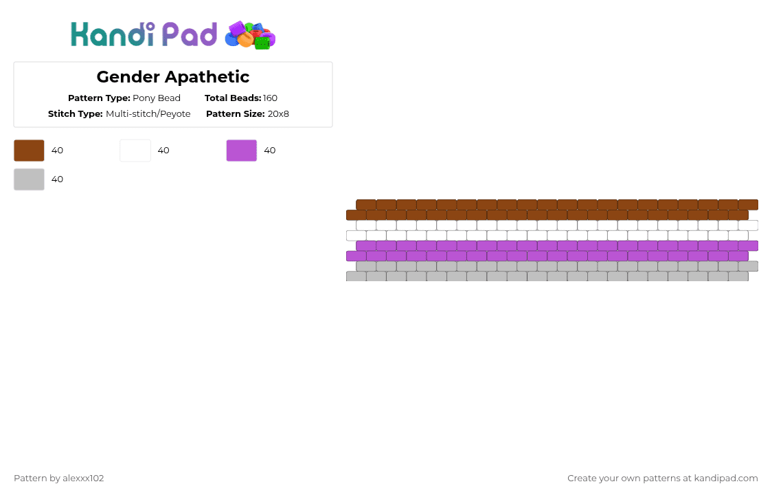 Gender Apathetic Pony Bead Pattern - Kandi Pad | Kandi Patterns, Fuse ...