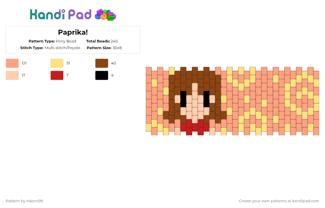 Paprika! Pony Bead Pattern - Kandi Pad | Kandi Patterns, Fuse Bead ...