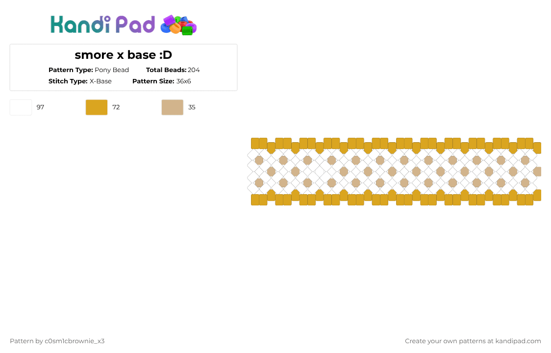 Smore x base :D Pony Bead Pattern - Kandi Pad | Kandi Patterns, Fuse ...