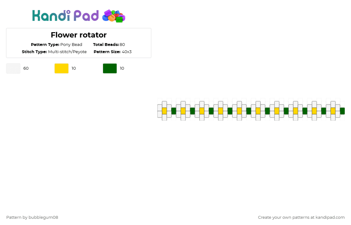 Flower rotator Pony Bead Pattern - Kandi Pad | Kandi Patterns, Fuse ...