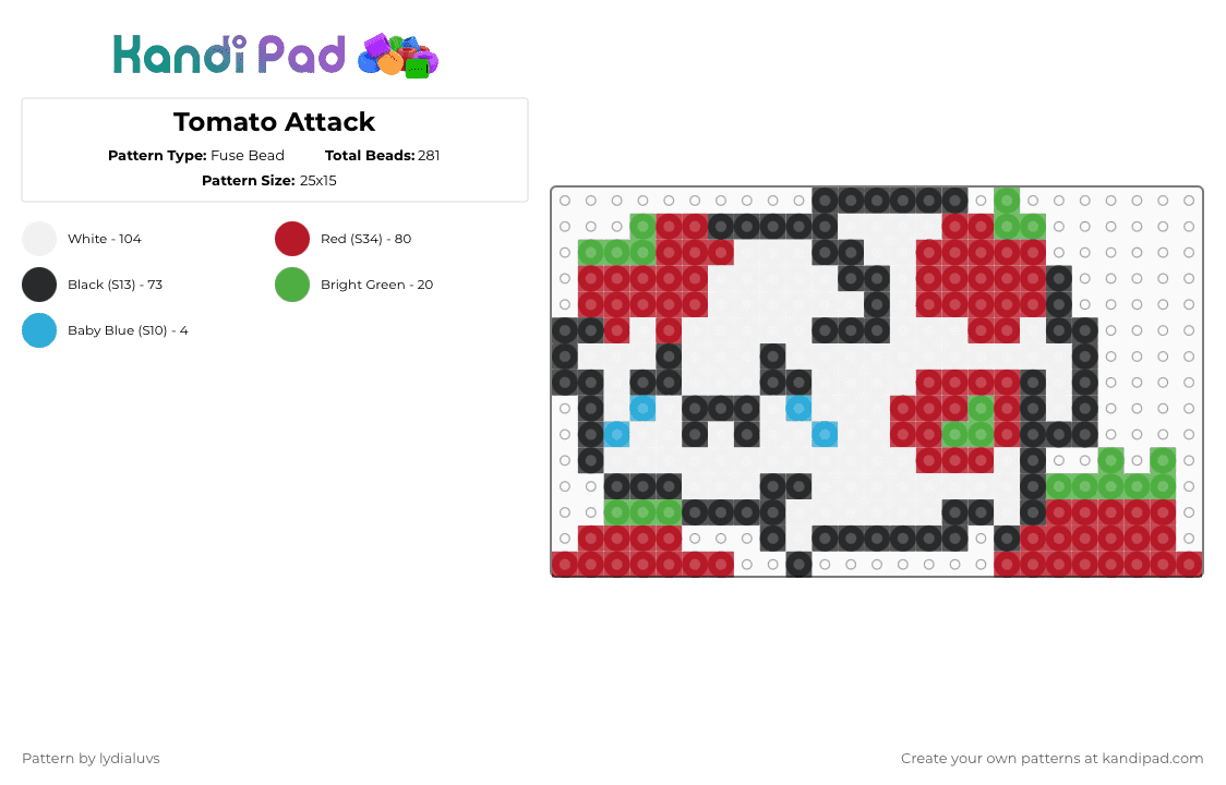 Tomato Attack Fuse Bead Pattern - Kandi Pad | Kandi Patterns, Fuse Bead ...
