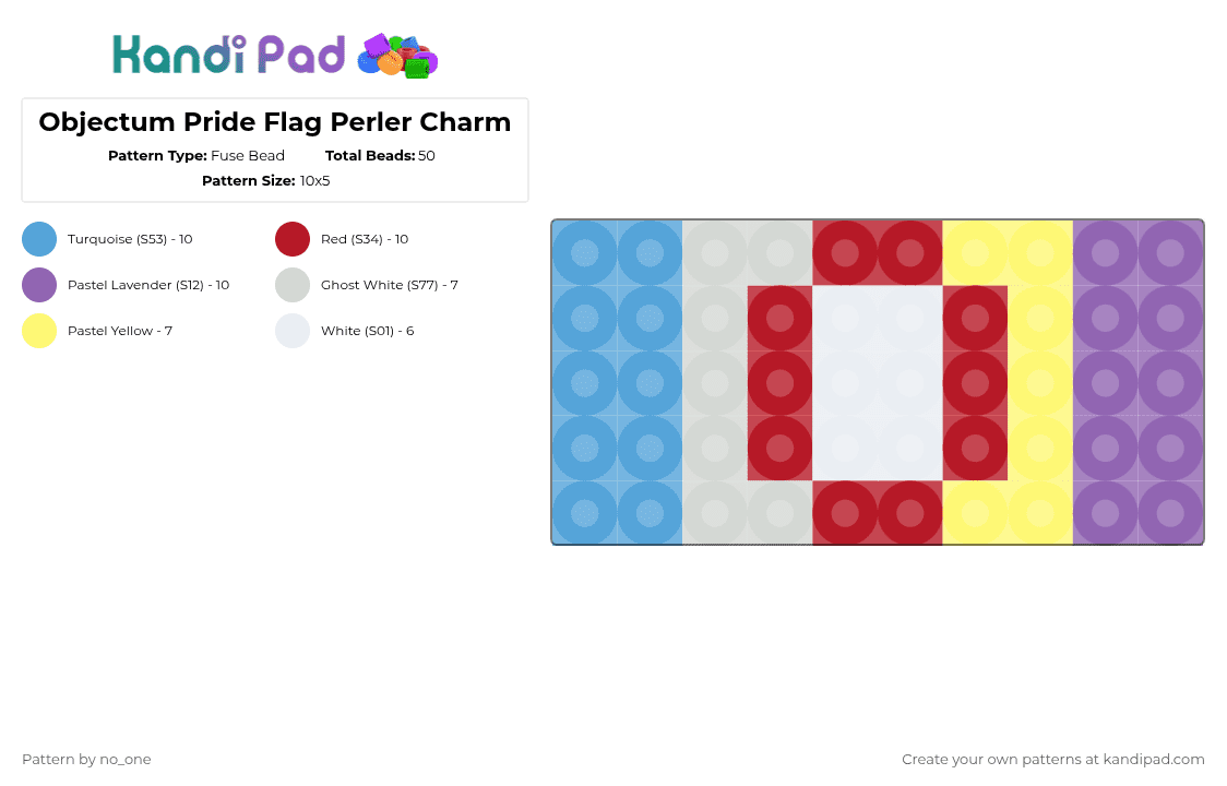 Objectum Pride Flag Perler Charm Fuse Bead Pattern - Kandi Pad | Kandi ...