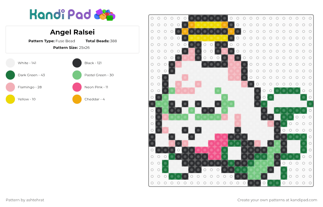 Angel Ralsei Fuse Bead Pattern - Kandi Pad | Kandi Patterns, Fuse Bead ...