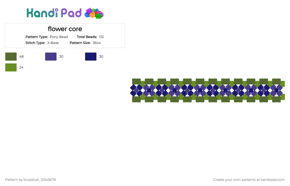 Flower core Pony Bead Pattern - Kandi Pad | Kandi Patterns, Fuse Bead ...