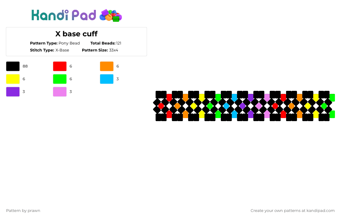 X base cuff Pony Bead Pattern - Kandi Pad | Kandi Patterns, Fuse Bead ...
