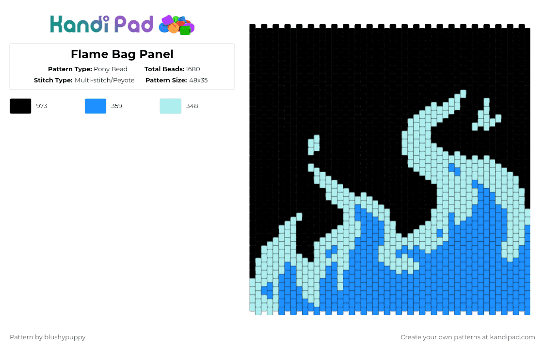Flame Bag Panel Pony Bead Pattern - Kandi Pad | Kandi Patterns, Fuse ...