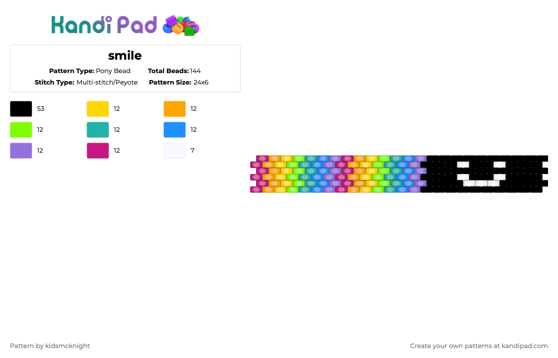 Smile Pony Bead Pattern - Kandi Pad | Kandi Patterns, Fuse Bead ...