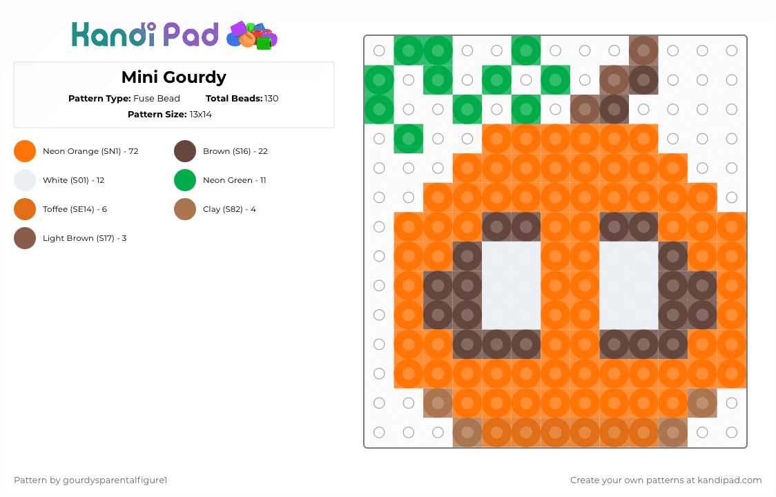 Mini Gourdy Fuse Bead Pattern - Kandi Pad | Kandi Patterns, Fuse Bead ...