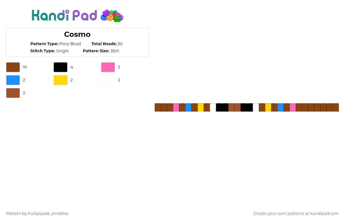 Cosmo Pony Bead Pattern - Kandi Pad | Kandi Patterns, Fuse Bead ...