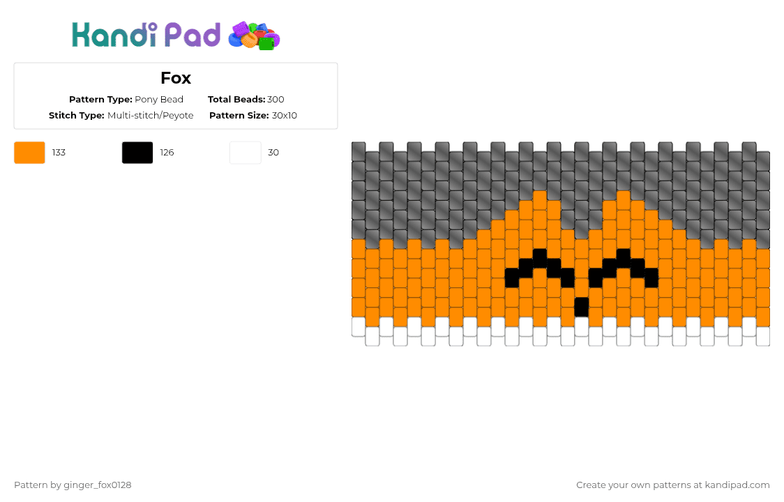 Fox Pony Bead Pattern - Kandi Pad | Kandi Patterns, Fuse Bead Patterns ...