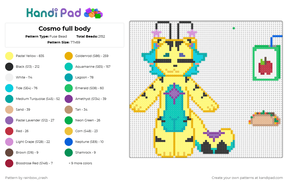 Cosmo full body Fuse Bead Pattern - Kandi Pad | Kandi Patterns, Fuse ...
