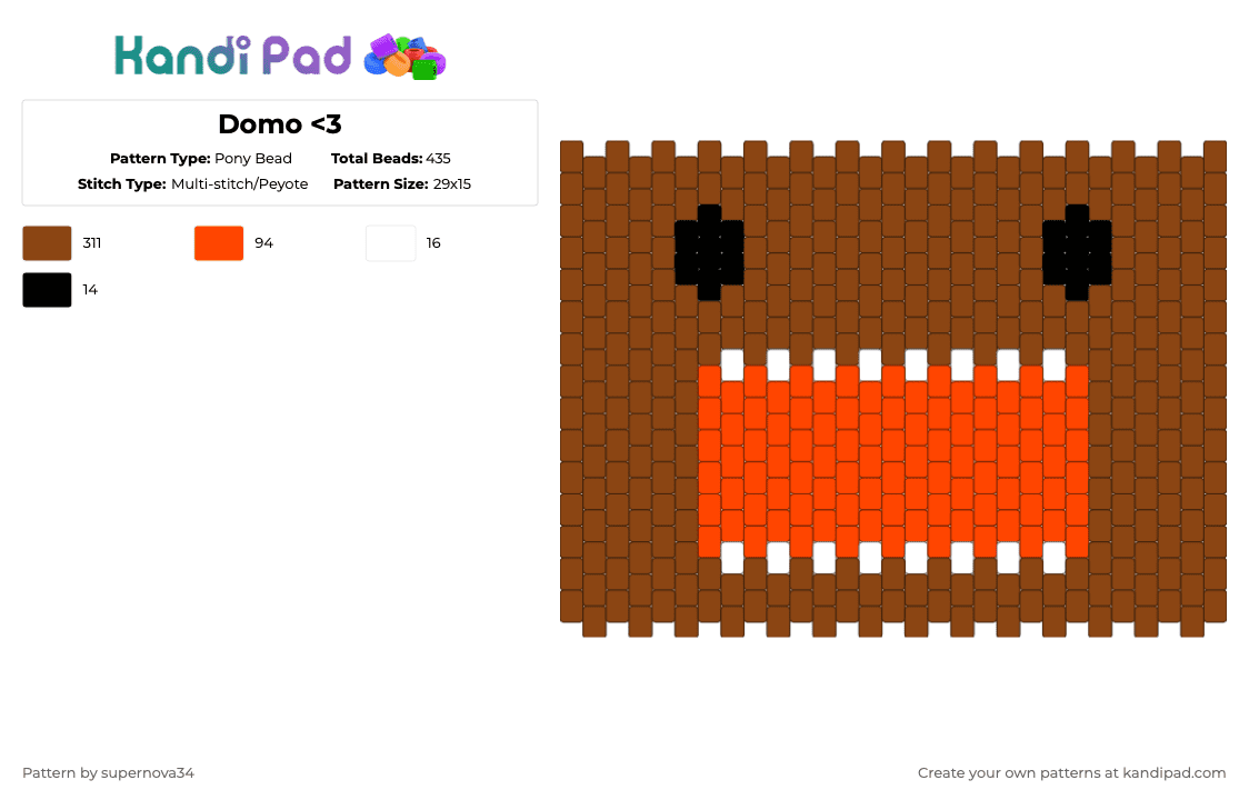 Domo Pony Bead Pattern - Kandi Pad | Kandi Patterns, Fuse Bead Patterns ...